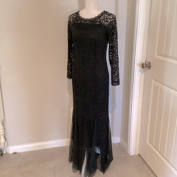 candalite | Dresses | Nwt Elegant Black Lace Evening Dress | Poshmark